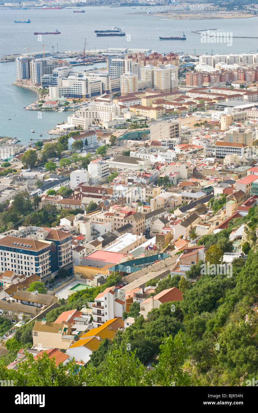 view of Gibraltar town center from The Rock Stock Photo - Alamy