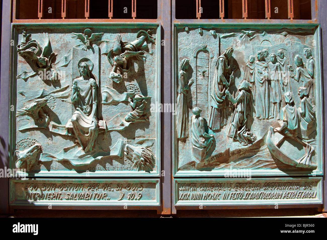Bas reliefs on the San Lorenzo cathedral, Trapani, Sicily Stock Photo ...
