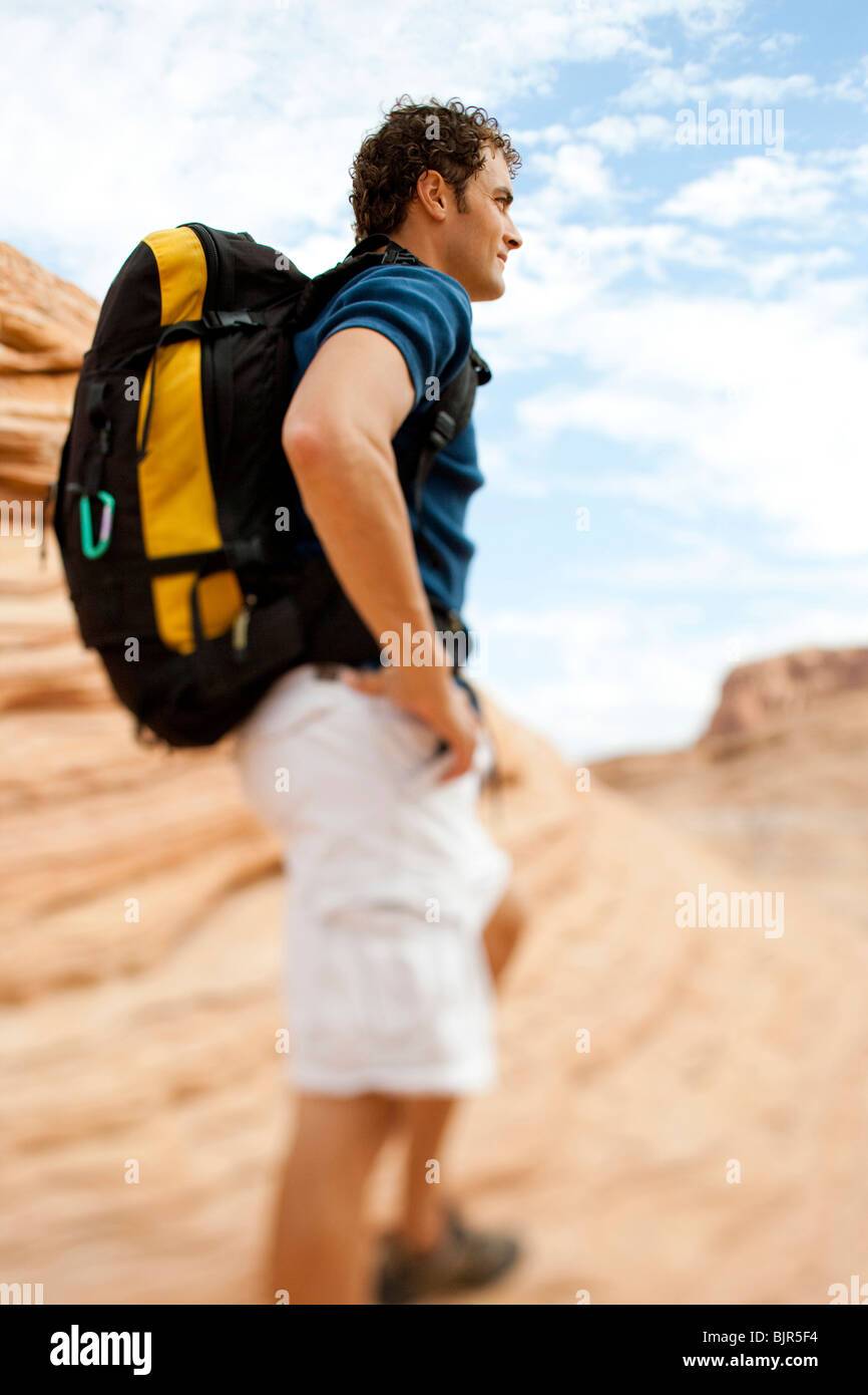Man with backpack Stock Photo - Alamy