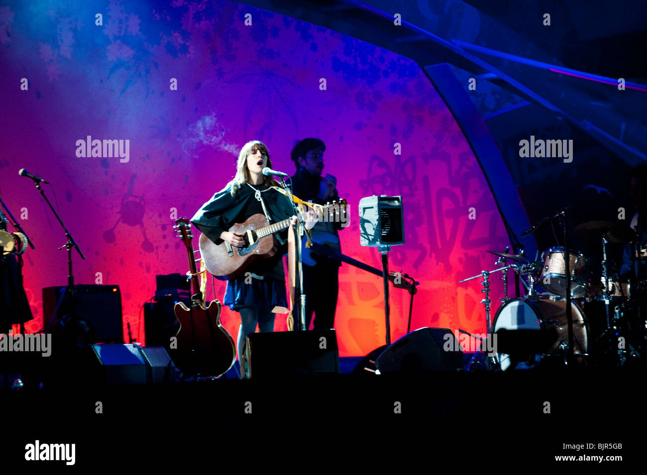 Female singer band stage guitar drums hi-res stock photography and ...