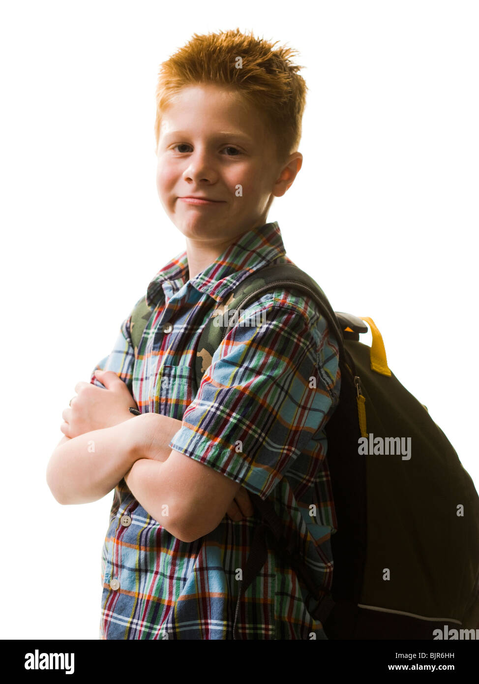 Boy with backpack Stock Photo - Alamy