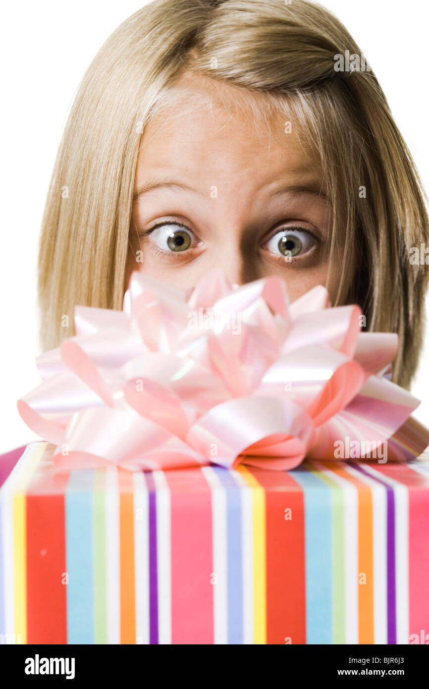 Girl with present Stock Photo - Alamy