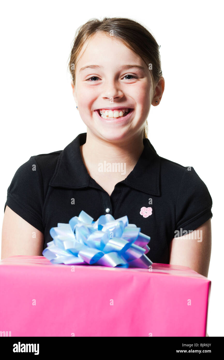 Girl with present Stock Photo - Alamy