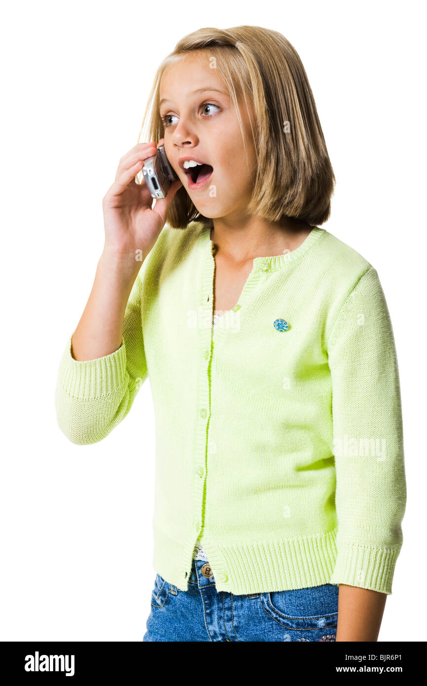 Girl talking white background 11 hi-res stock photography and images ...