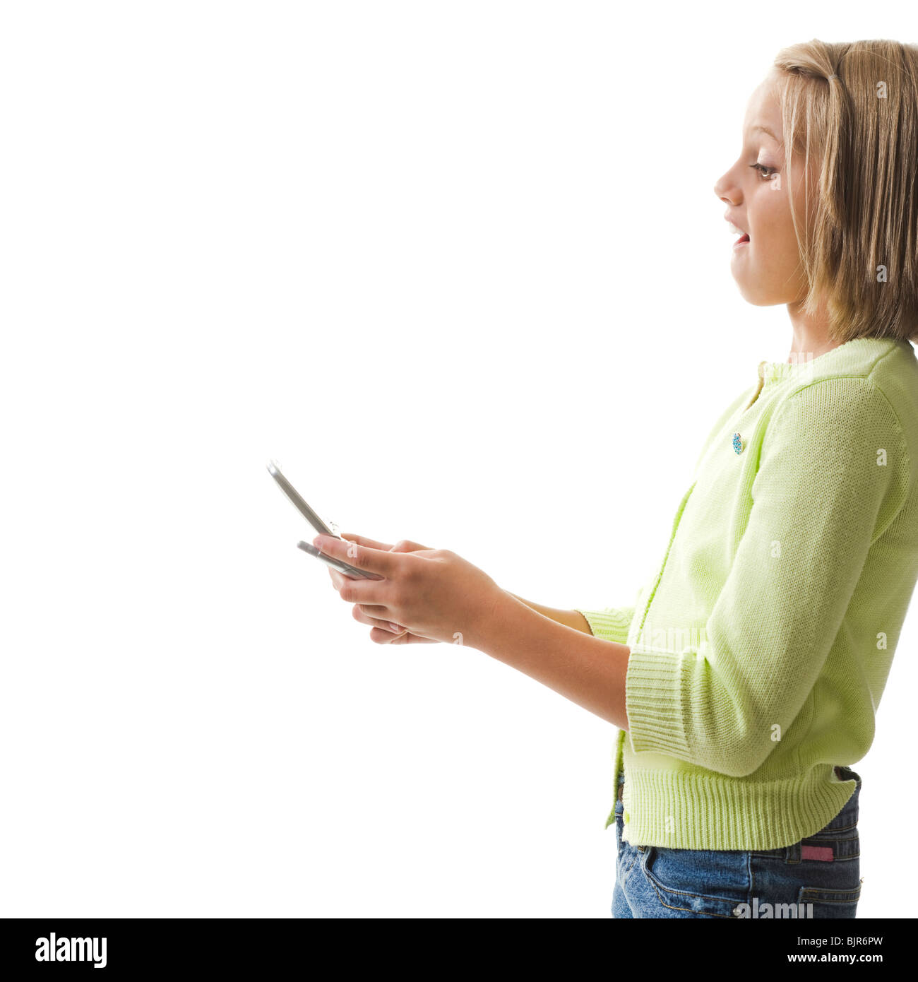Girl using cell phone Stock Photo - Alamy