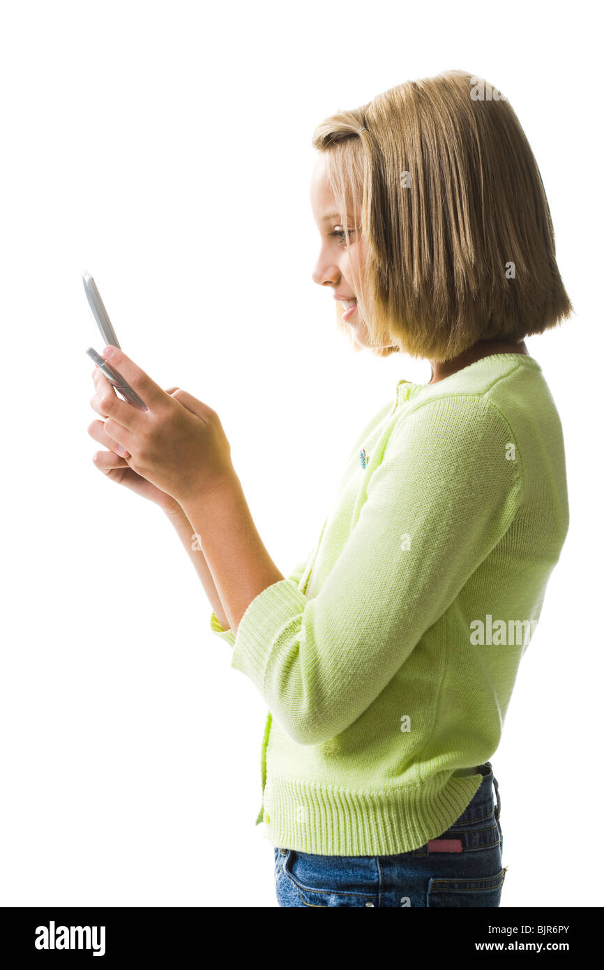Girl using cell phone Stock Photo - Alamy
