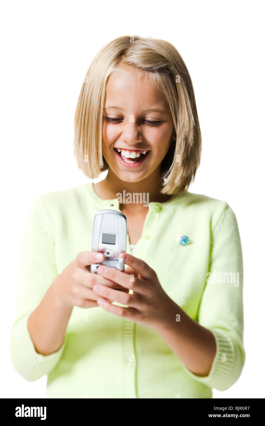 Girl using cell phone Stock Photo - Alamy