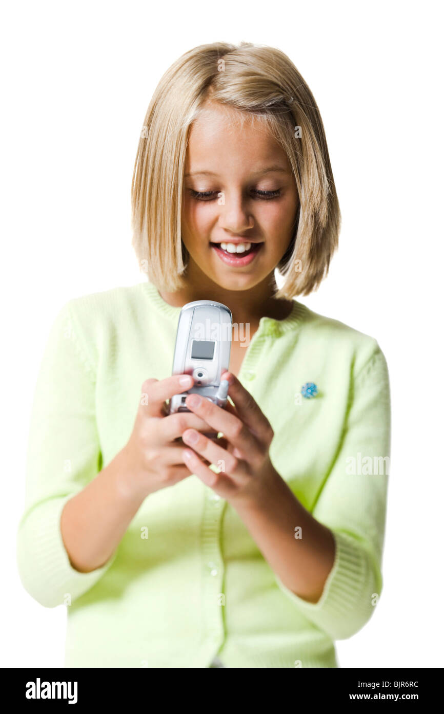 Girl using cell phone Stock Photo - Alamy