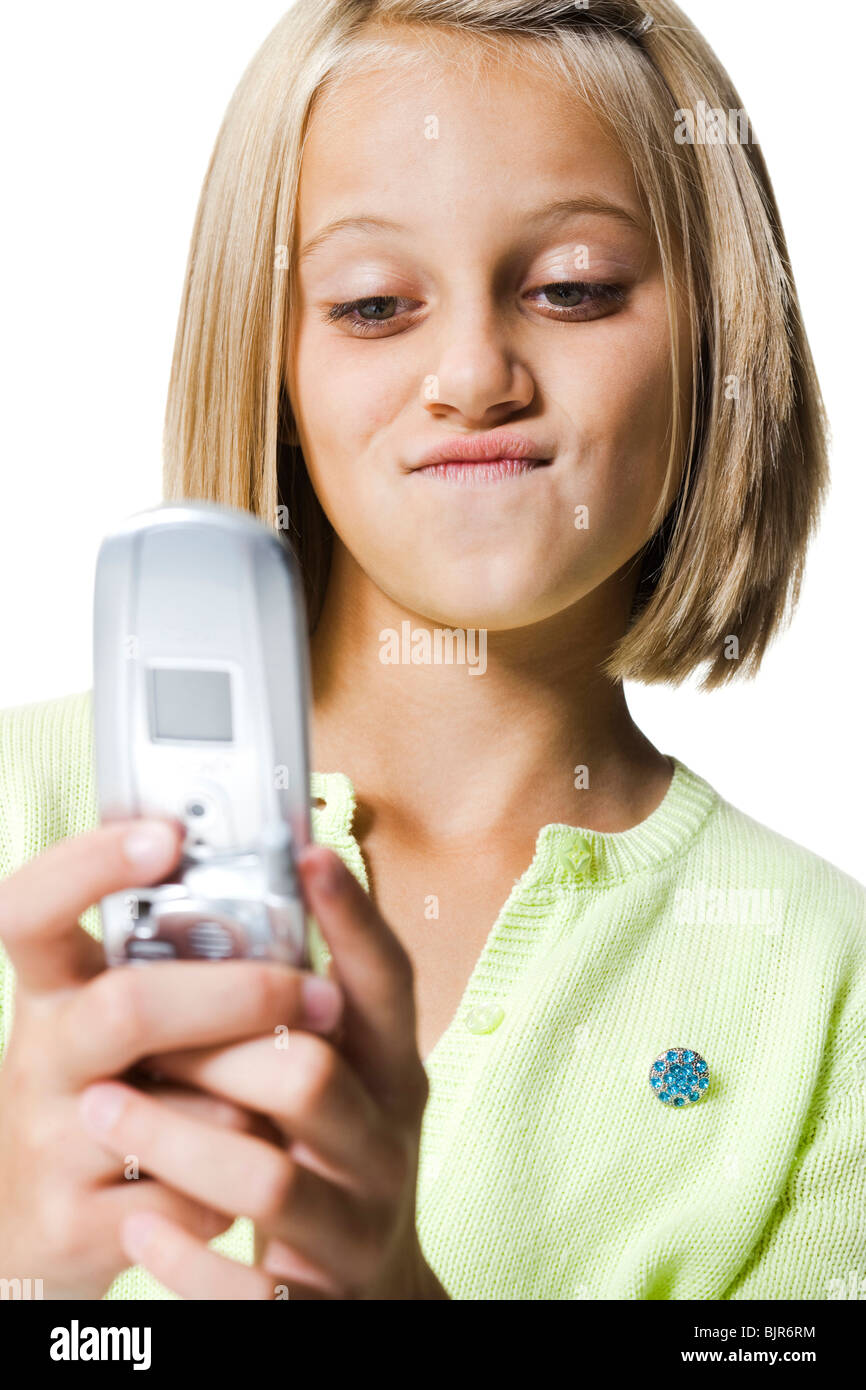 Girl using cell phone Stock Photo - Alamy