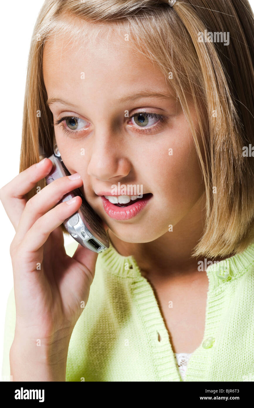 Girl using cell phone Stock Photo - Alamy