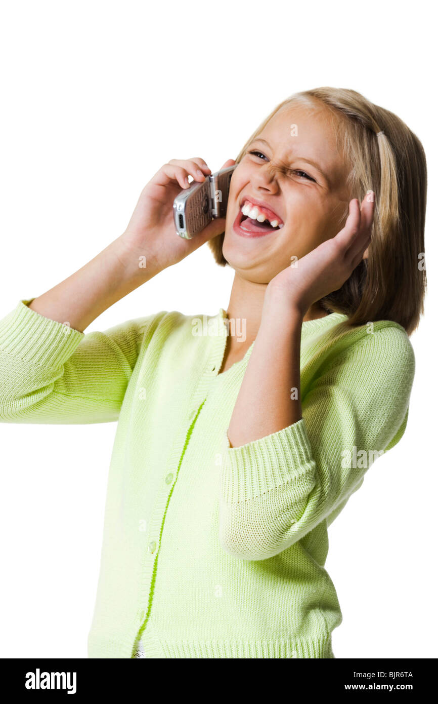Girl using cell phone Stock Photo - Alamy