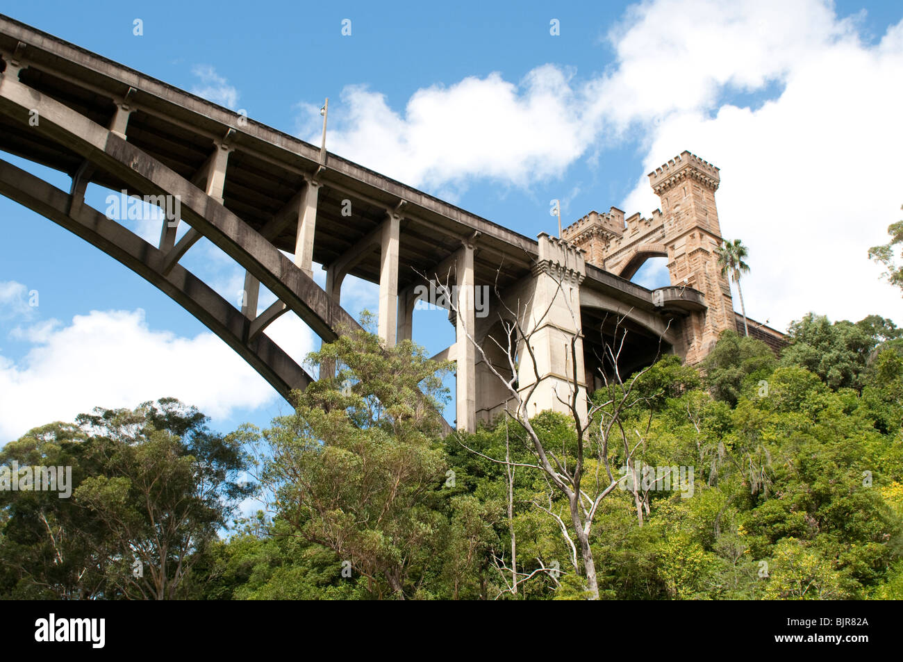 Long Bay Bridge with distinctive towers from the 19th century, Cammeray ...