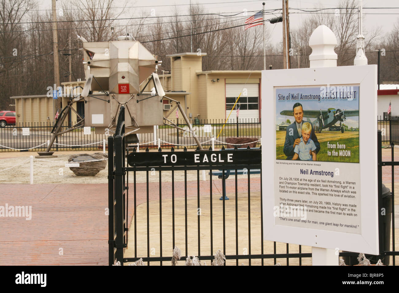 Neil Armstrong First Flight Sign. A sign marking the site of astronaut ...