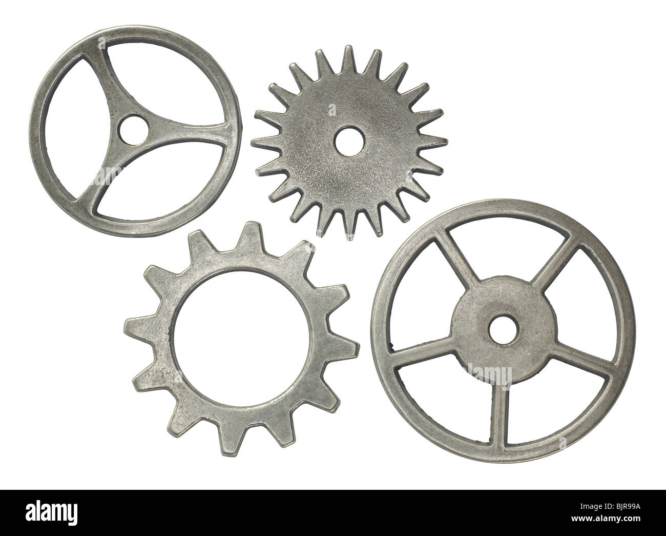 Collection of gears on white background Stock Photo - Alamy