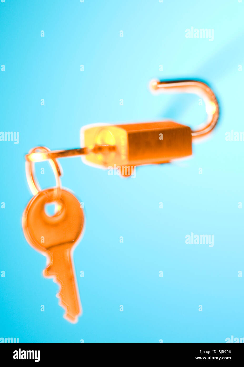 Padlock with key Stock Photo - Alamy