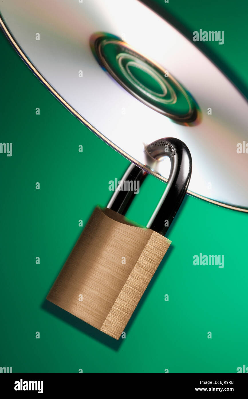 Padlock with CD Stock Photo - Alamy