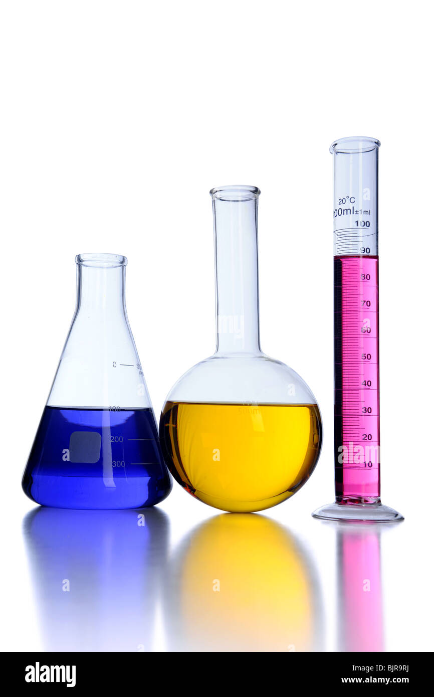 Laboratory glassware over white background Stock Photo - Alamy