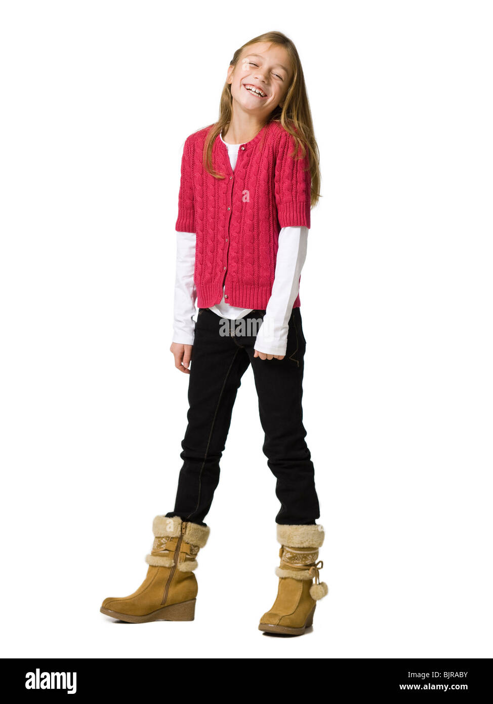 Girl (8-9) smiling, portrait, studio shot Stock Photo - Alamy