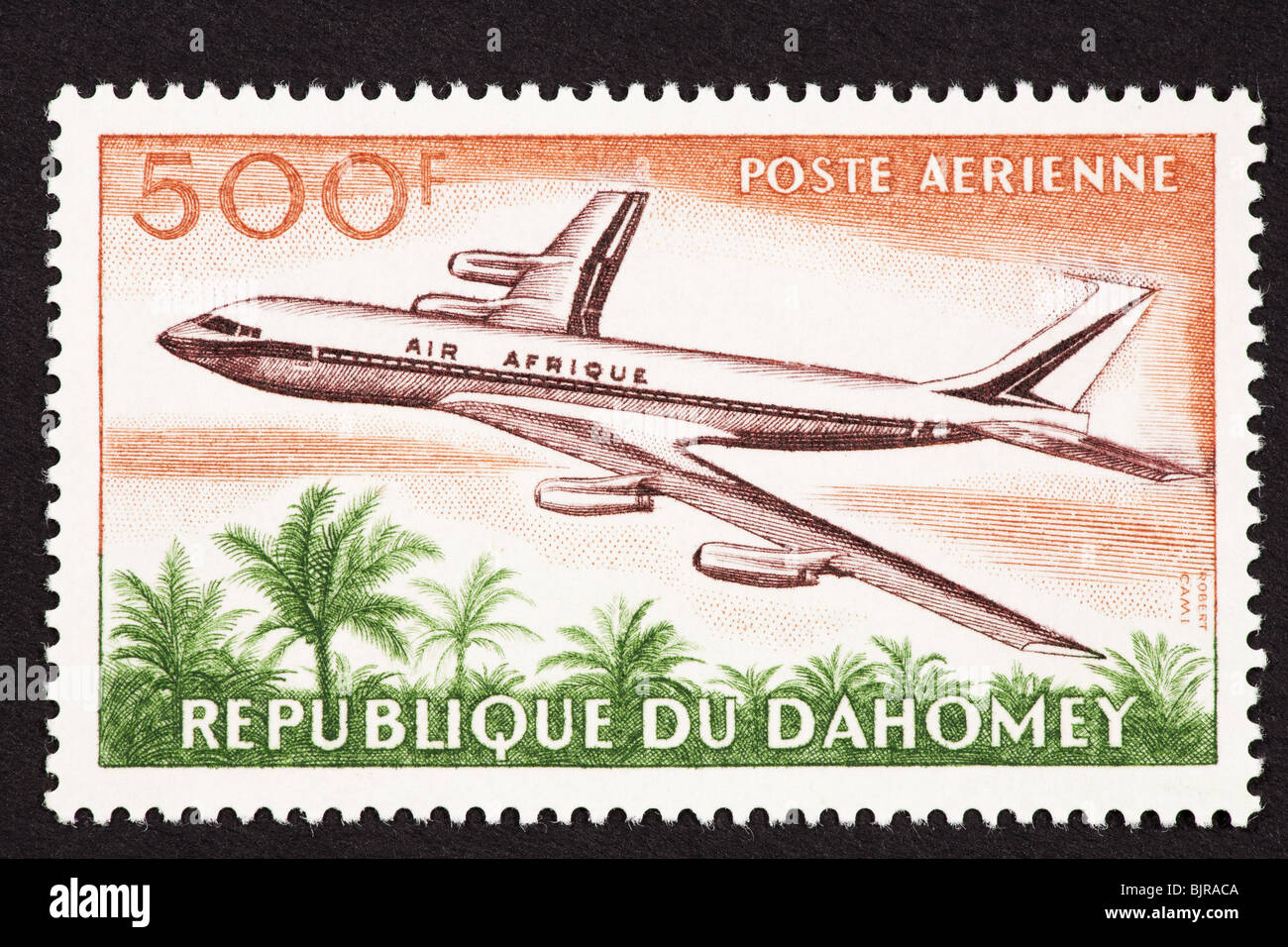 Postage stamp from Dahomey depicting a Boeing 707 Stock Photo - Alamy