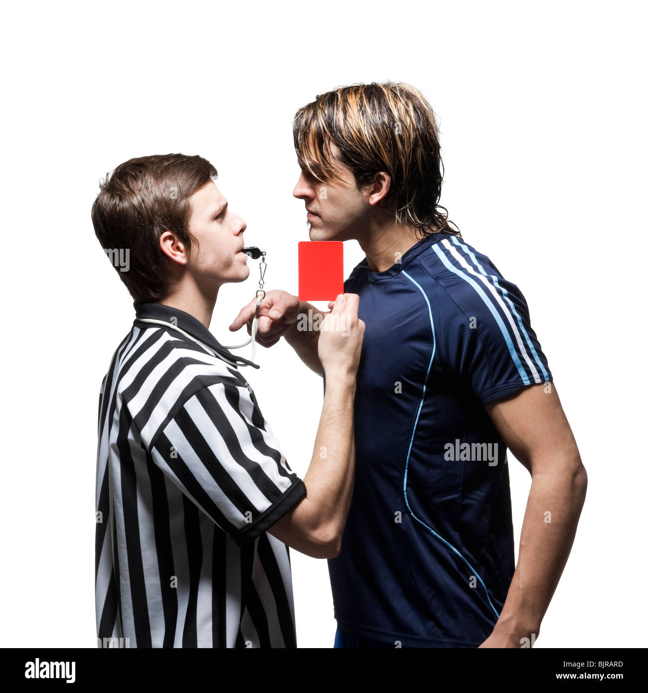 Referee holding up red card hi-res stock photography and images - Alamy