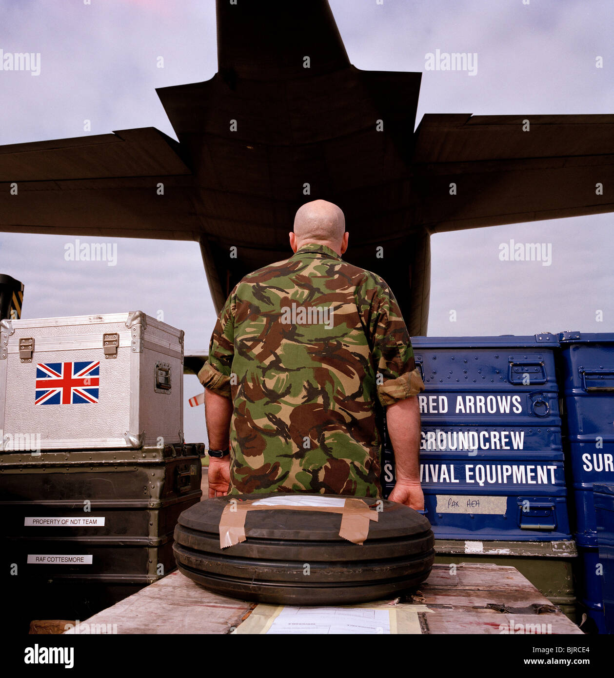 RAF Chief Technician Kerry Griffiths oversees loading Red Arrows spares ...