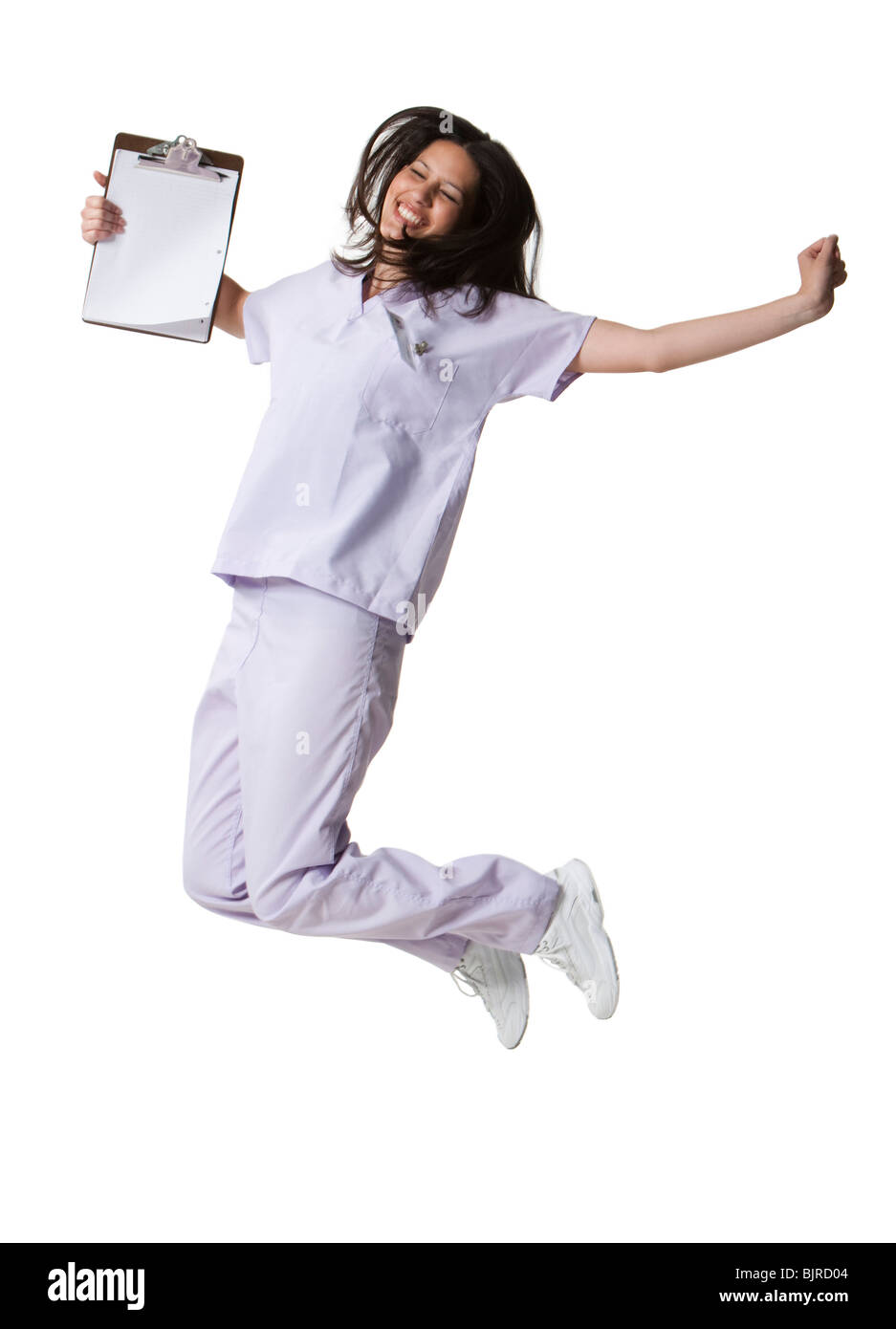 Health professional jumping in air Stock Photo - Alamy