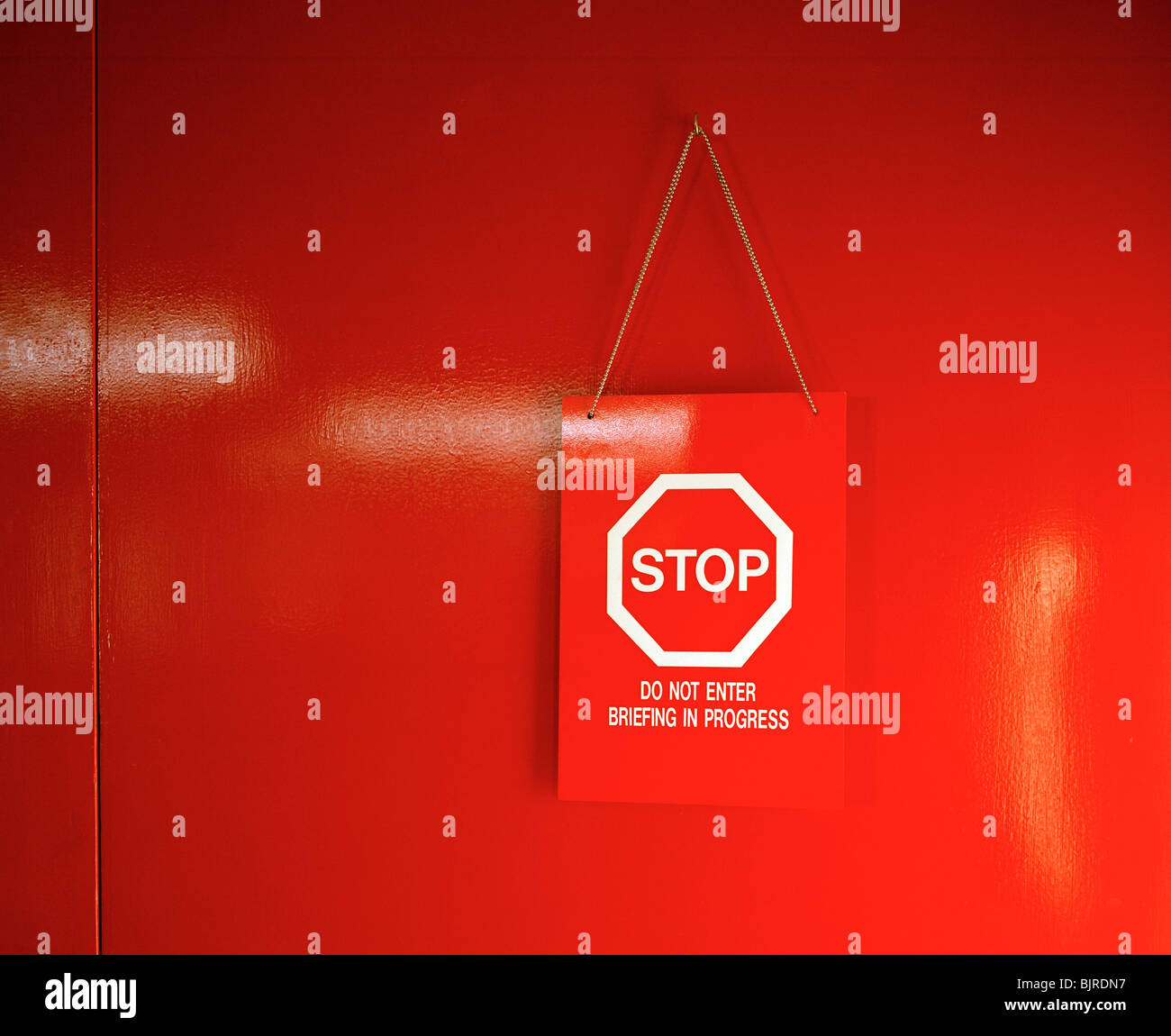 MoD Red Arrows briefing room stop sign at the aerobatic team's HQ at ...