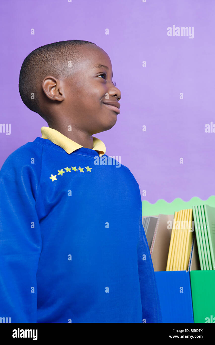 Boy wearing stickers Stock Photo - Alamy