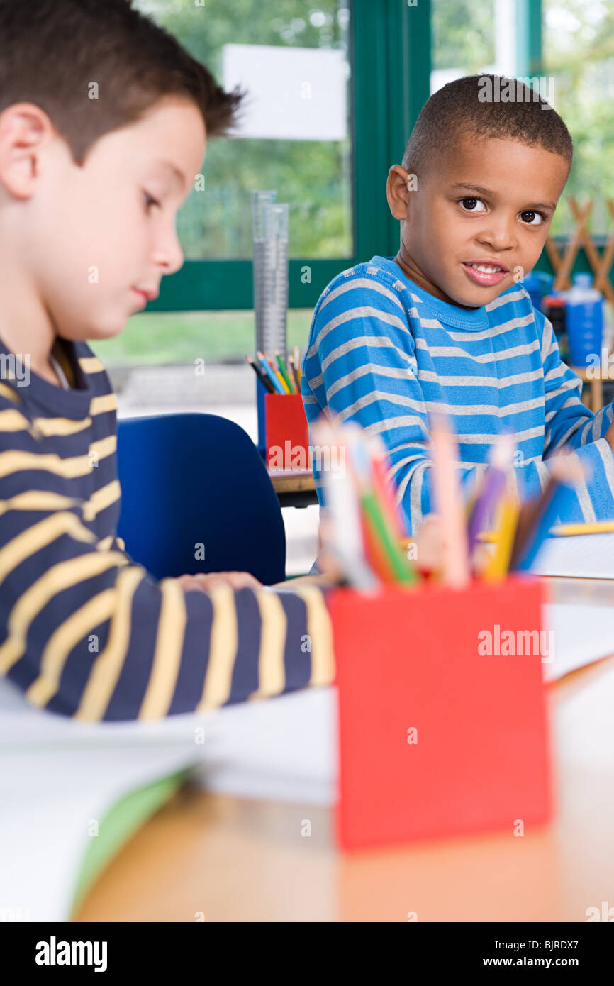 Two boys in a lesson Stock Photo - Alamy