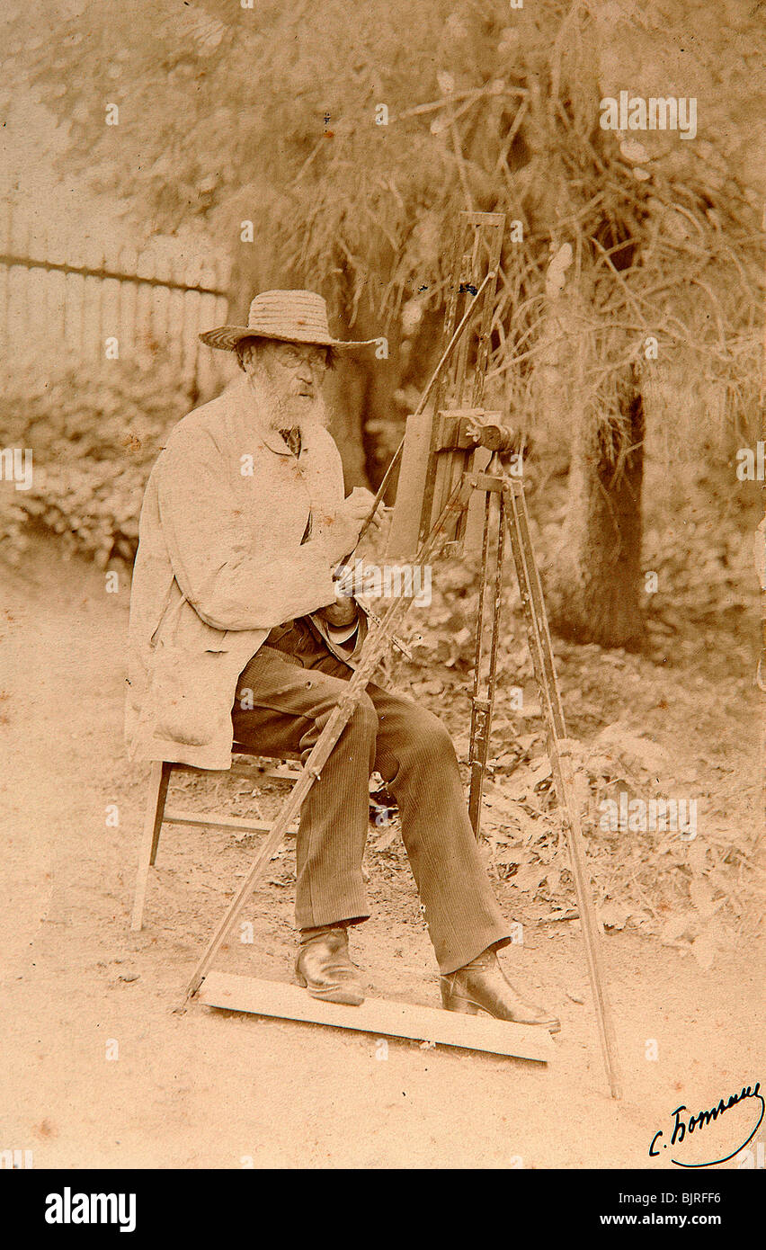 Yakov Polonsky, Russian poet, working at an easel, c1890. Artist ...