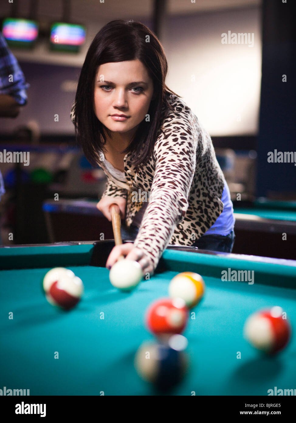 Woman Holding Pool Cue High Resolution Stock Photography and Images - Alamy