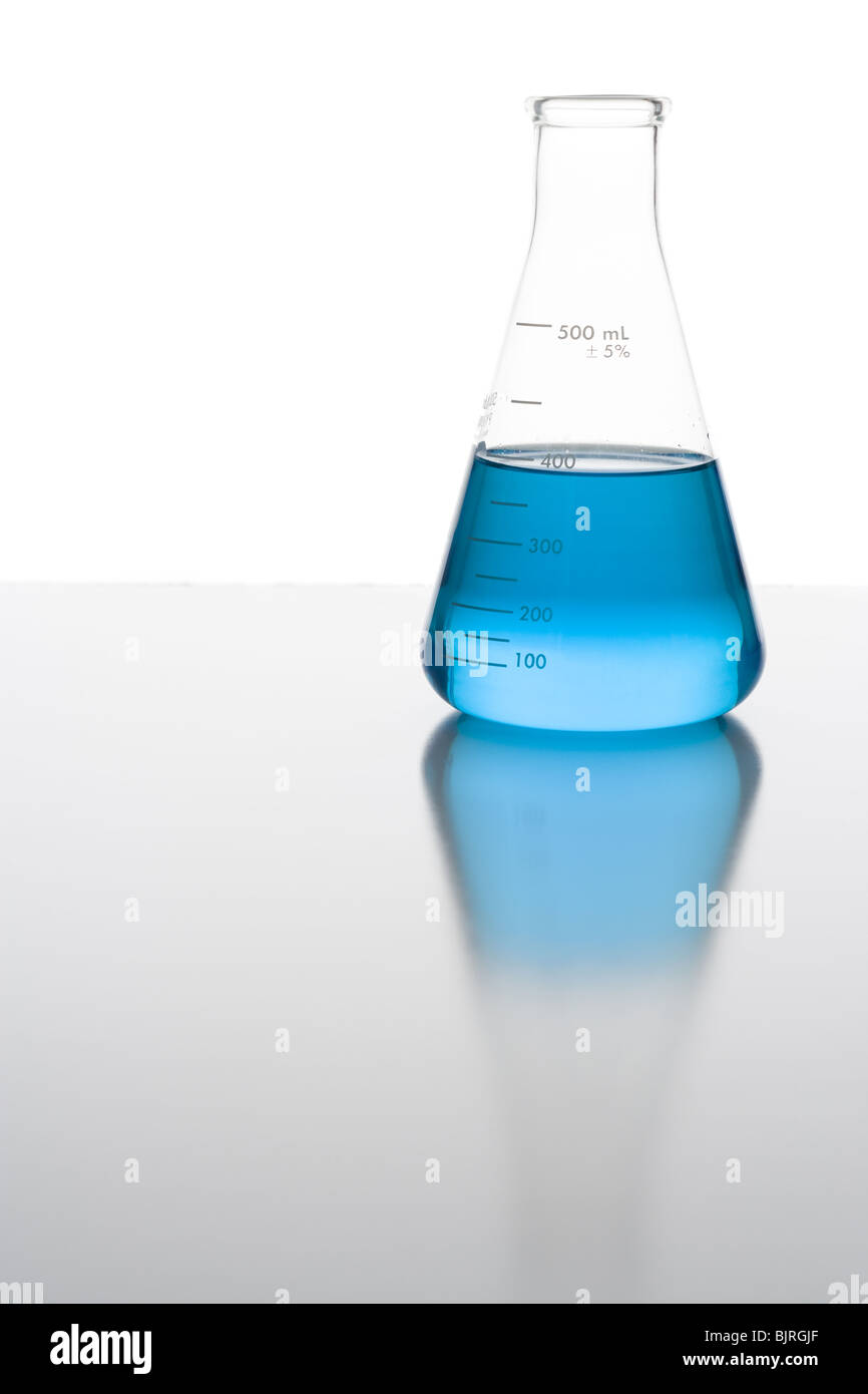 Flask with chemicals in it Stock Photo - Alamy