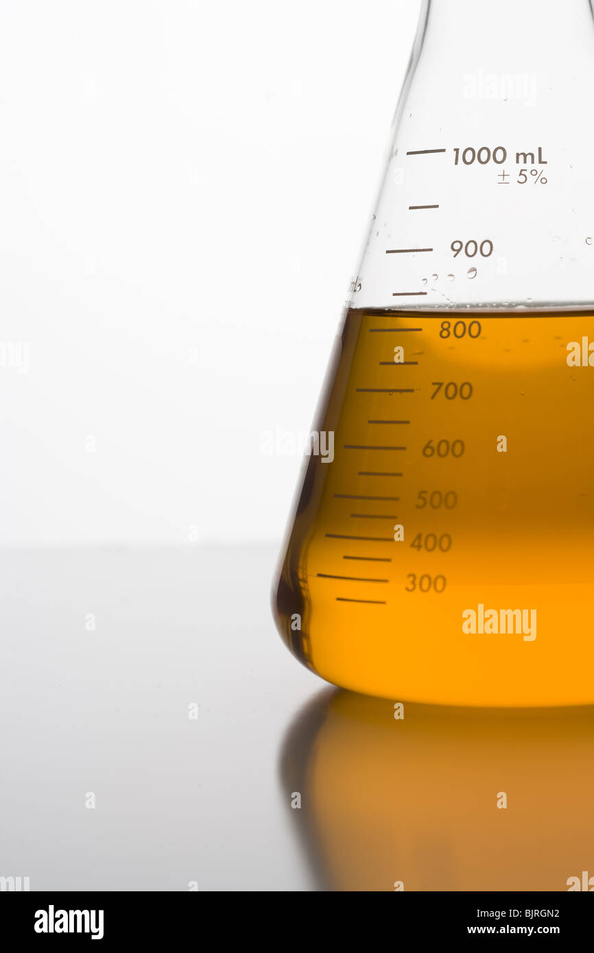 Flask with chemicals in it Stock Photo - Alamy