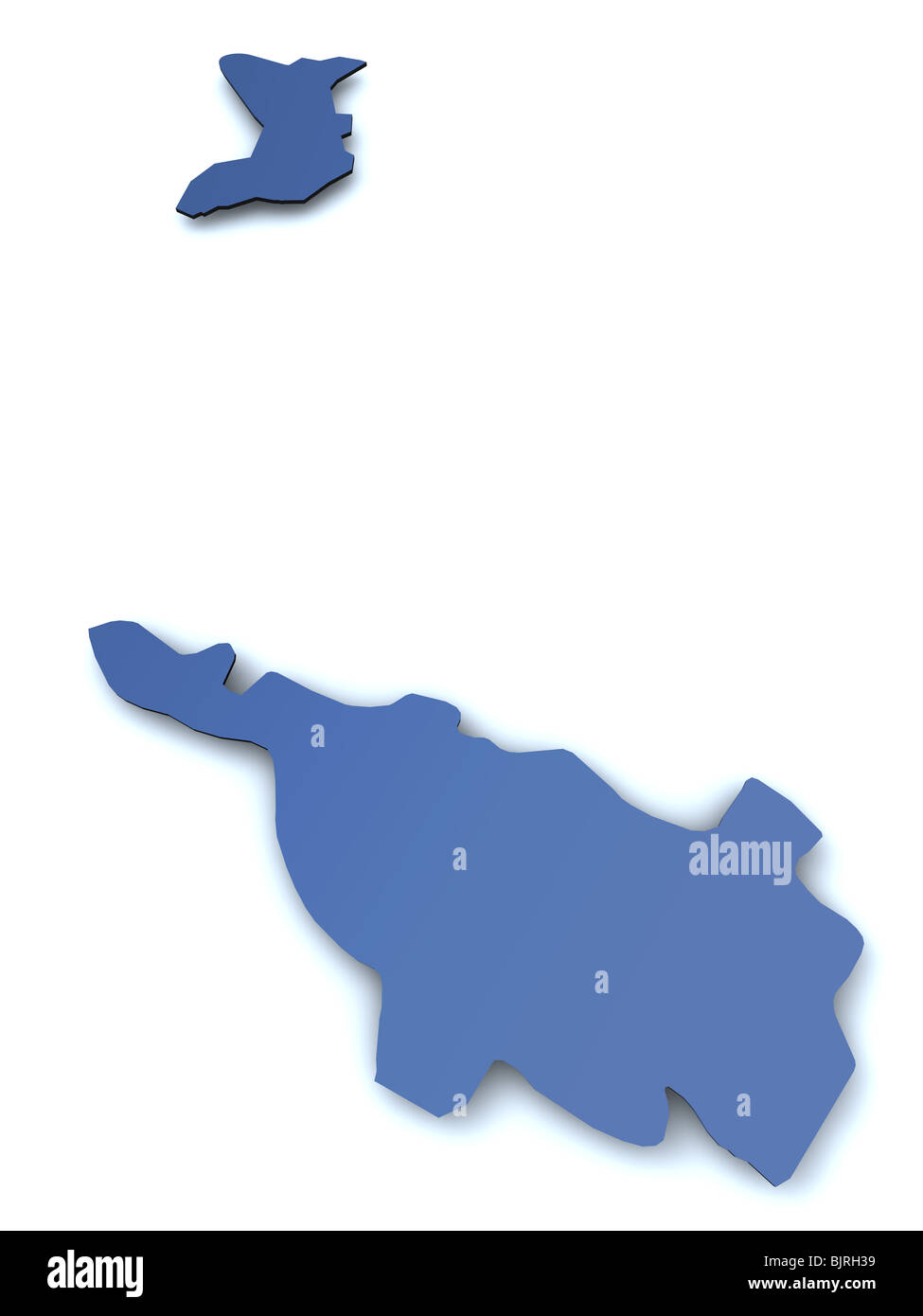 Map of the german state of Bremen rendered in 3d with slight shadow ...