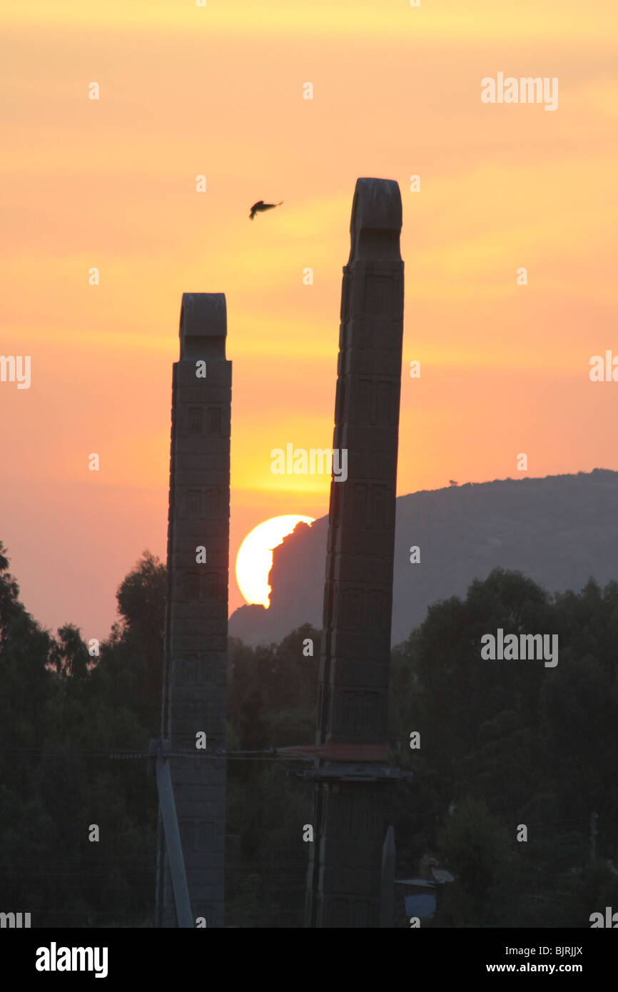 Africa, Ethiopia, Axum, obelisks at sunset Stock Photo - Alamy