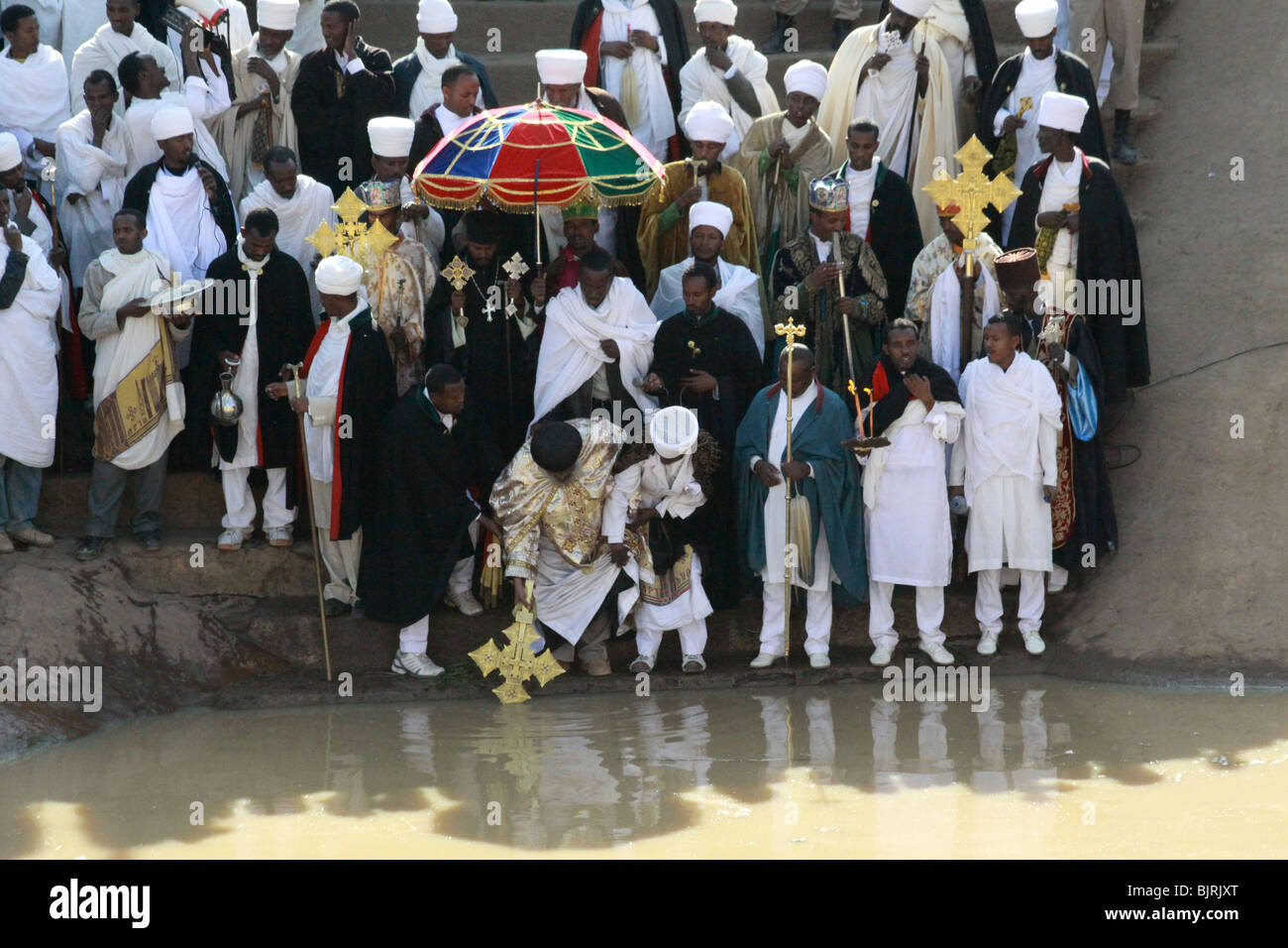 Africa, Ethiopia, Axum, Timket ceremony, Baptizing ceremony at the pool ...