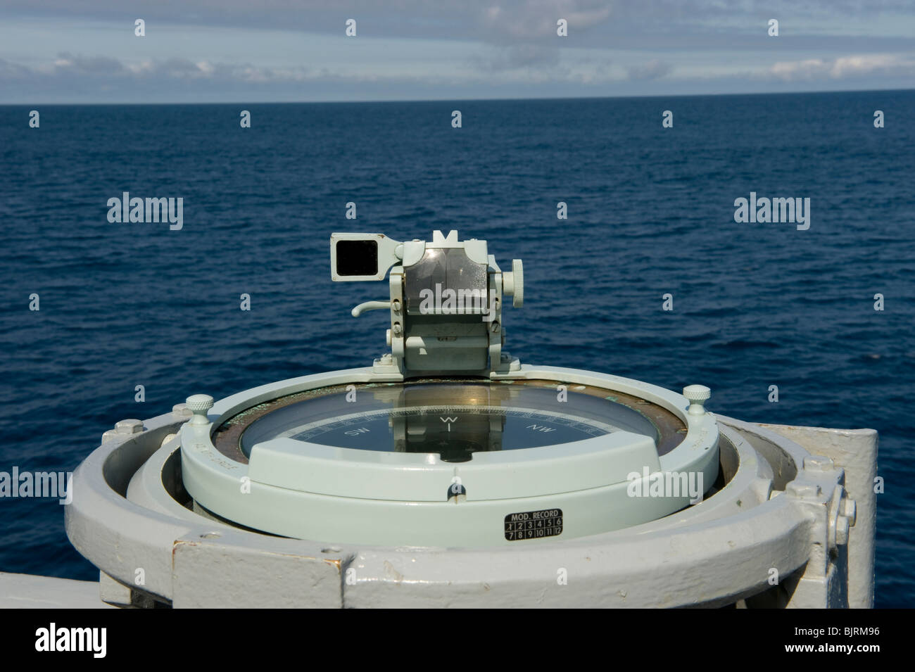 Bridge wing navigation compass - Royal Navy Type 23 Frigate Stock Photo ...