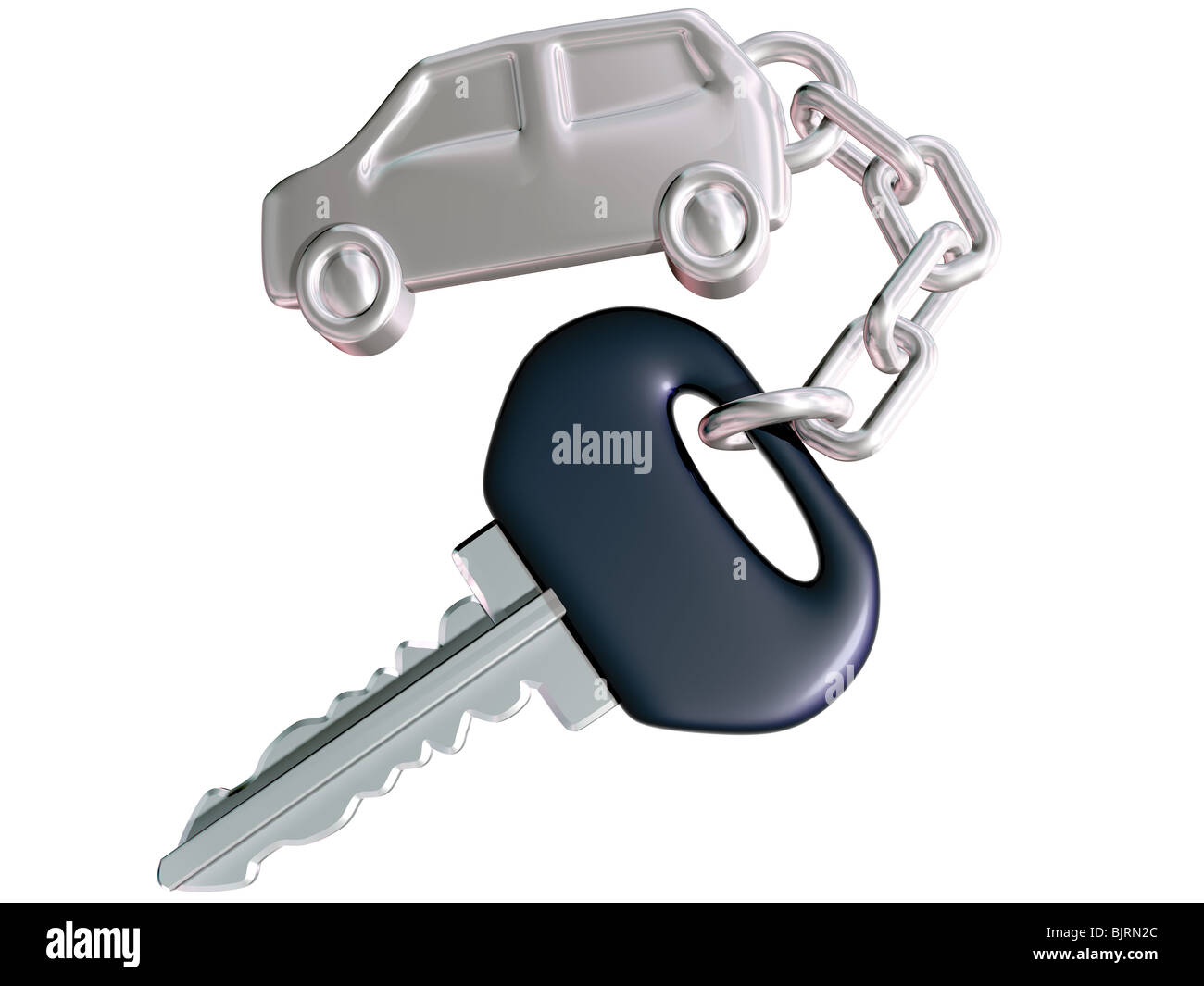 Isolated illustration of a car key linked to car shaped fob Stock Photo ...