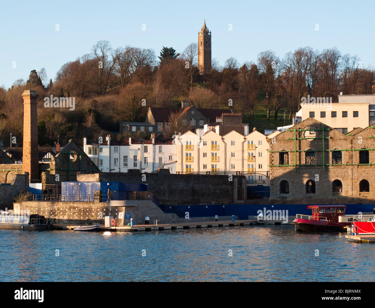 Cabot Tower on Brandon Hill with docks in front. Bristol Stock Photo ...