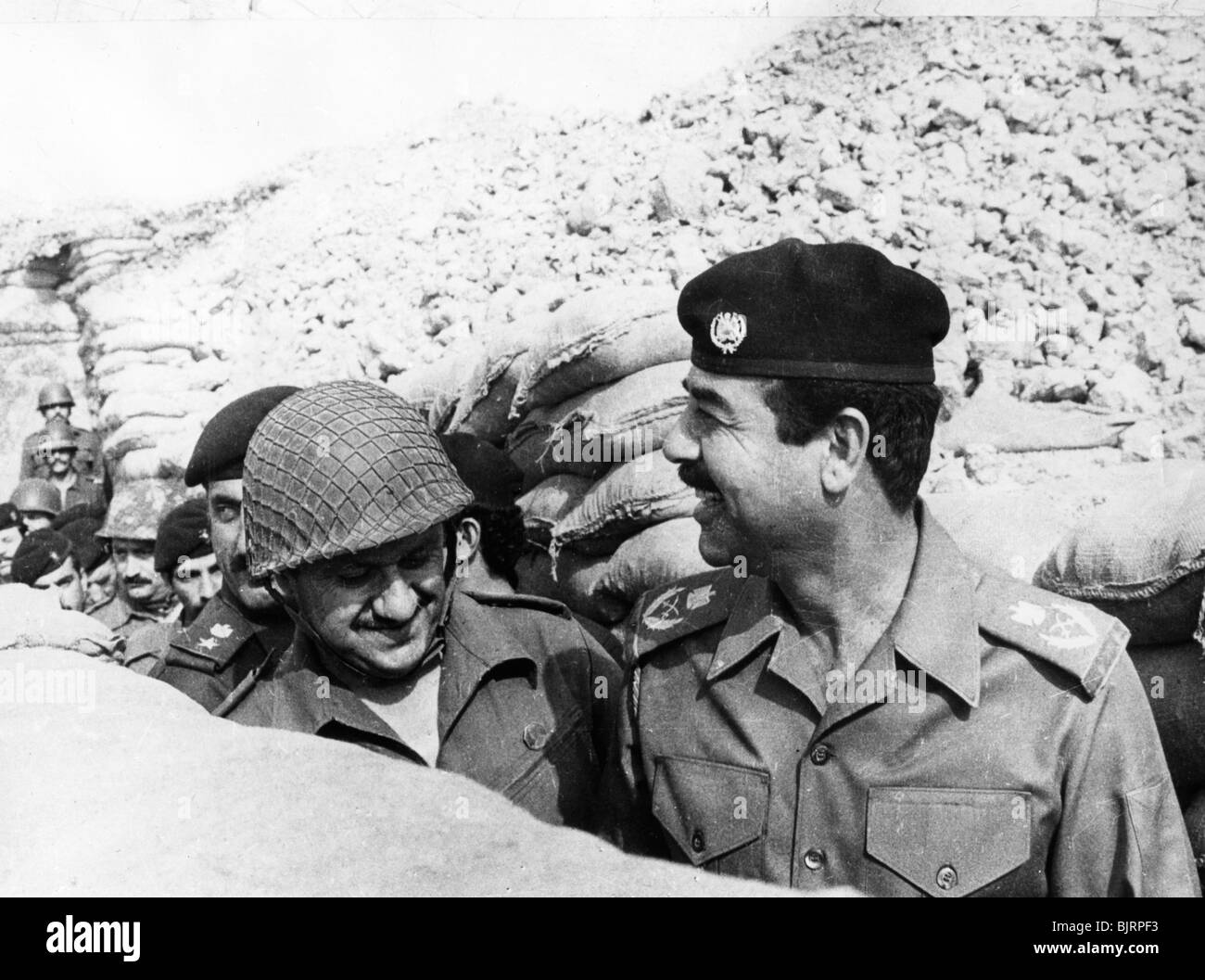 Saddam Hussein inspecting the Basra front, Iraq, 1986. Artist Stock ...