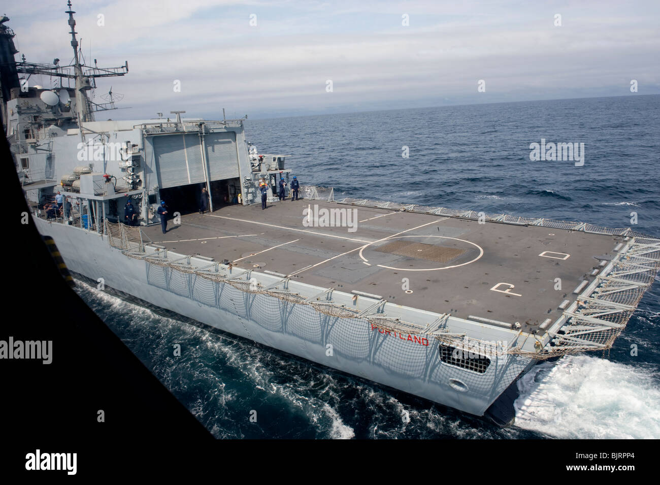 Flight deck on Royal Navy Type 23 Frigate seen from Mk 8 Lynx ...