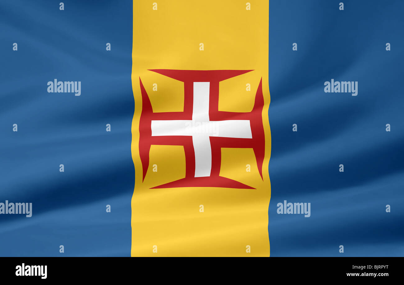 Large flag of Madeira Stock Photo - Alamy