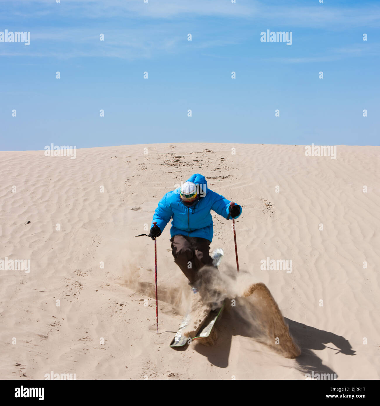 USA, Utah, Little Sahara, man skiing in desert Stock Photo - Alamy