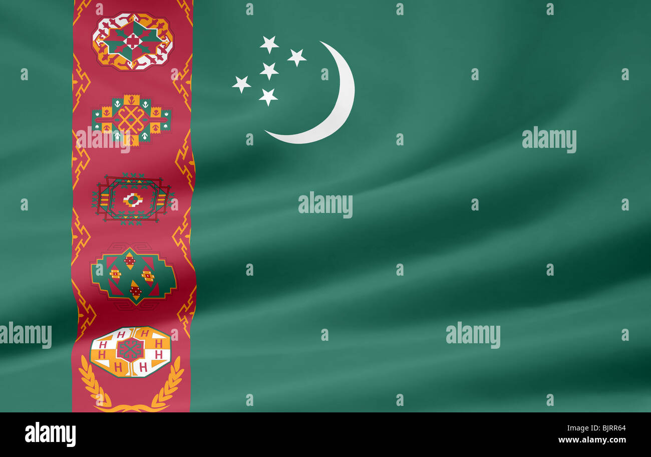 High resolution flag of Turkmenistan Stock Photo - Alamy