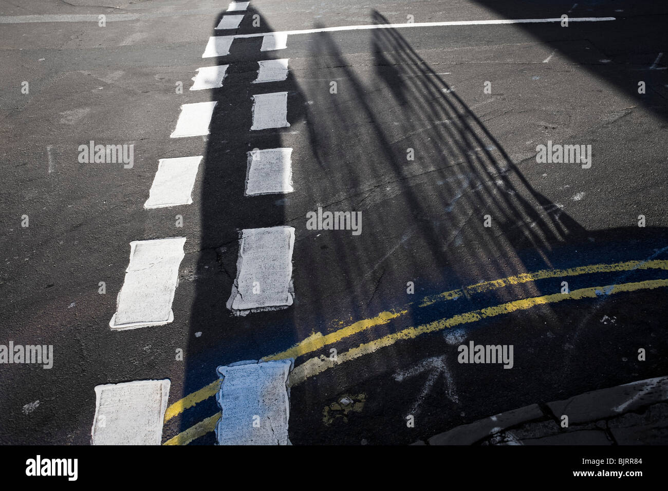 shadows on a road with street markings Stock Photo - Alamy