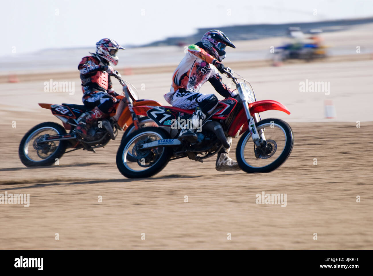 Motor bike sand racing on the beach at Mablethorpe, Lincolnshire ...