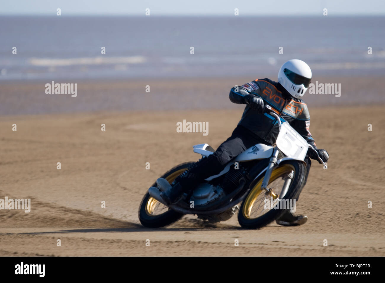 Motor bike sand racing on the beach at Mablethorpe, Lincolnshire ...