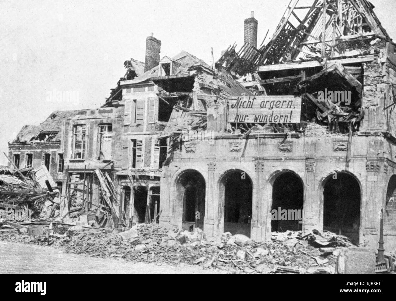 Wrecked building, Grande Place, Peronne, France, First World War, 1917 ...
