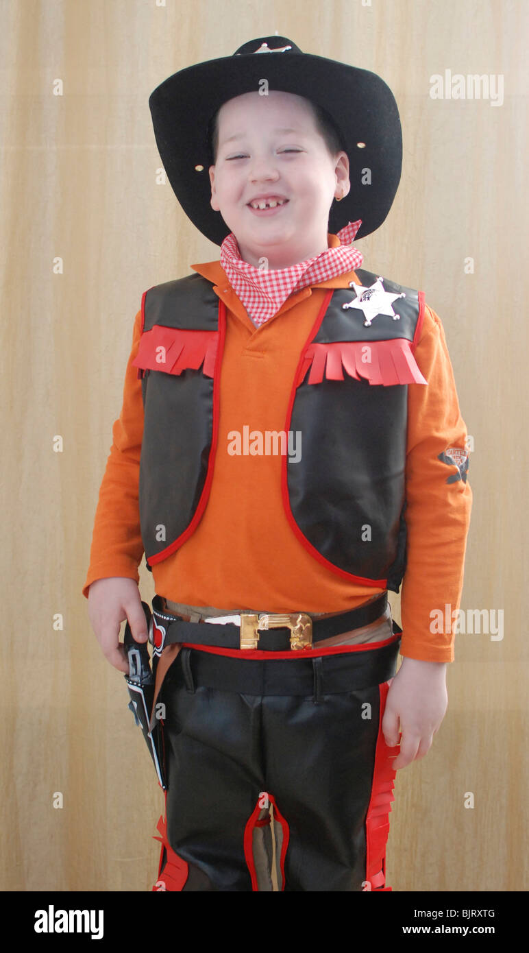 Israel, Purim A young boy of 8 dressed up as a Cowboy Model Release ...