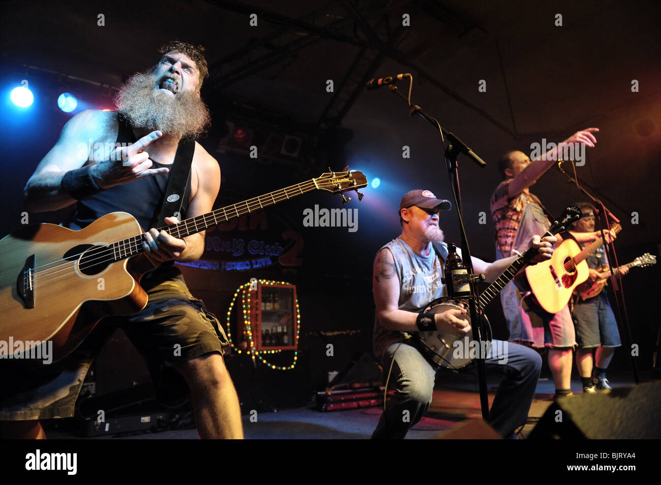 American humourous bluegrass rock band Hayseed Dixie in concert at ...